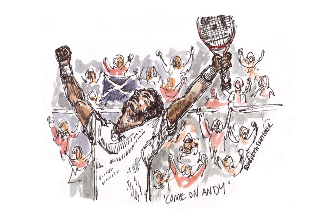 Andy Murray Signed Print From an Original Ink and Watercolour ...