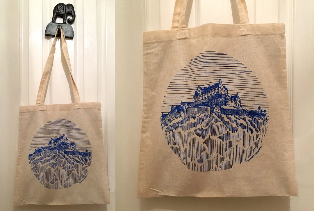 Screen Printed Illustrated Edinburgh Castle Tote Bag From Original ...