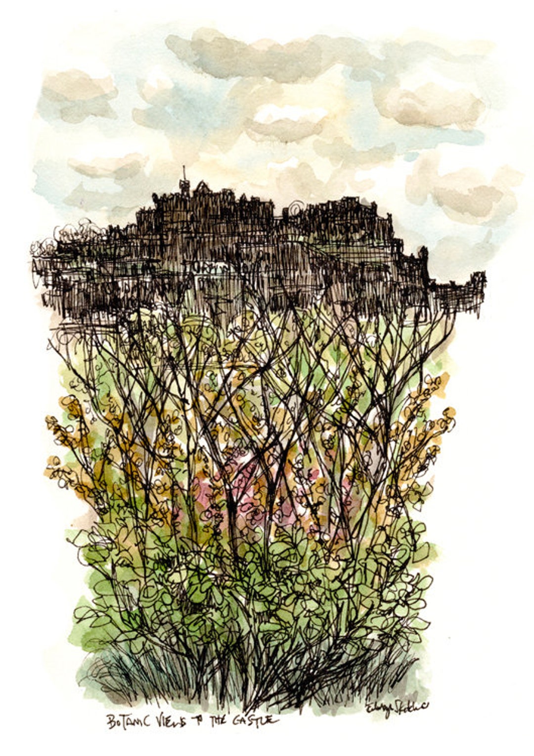 Edinburgh Castle From the Royal Edinburgh Botanical Gardens. A Signed ...