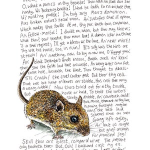 To A Mouse Robert Burns Mounted Print From Original Pen Sketch of Poem ...