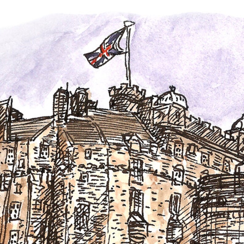 Edinburgh Castle Scotland. Print of Ink and Watercolour - Etsy