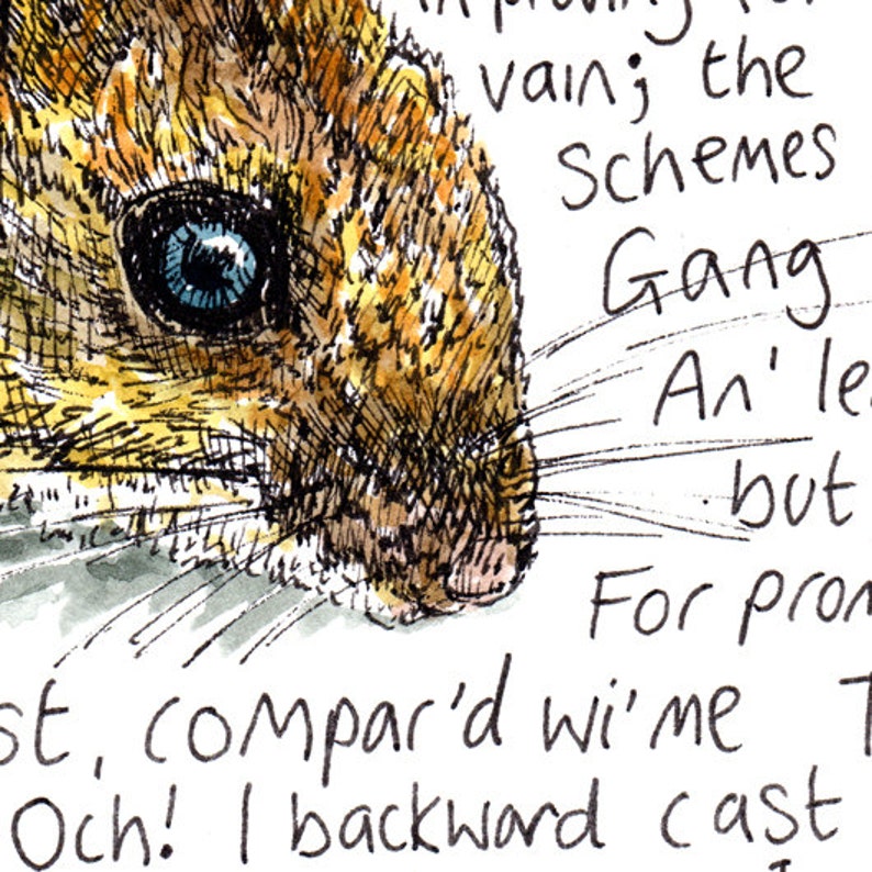 To A Mouse Robert Burns Mounted Print From Original Pen Sketch - Etsy UK