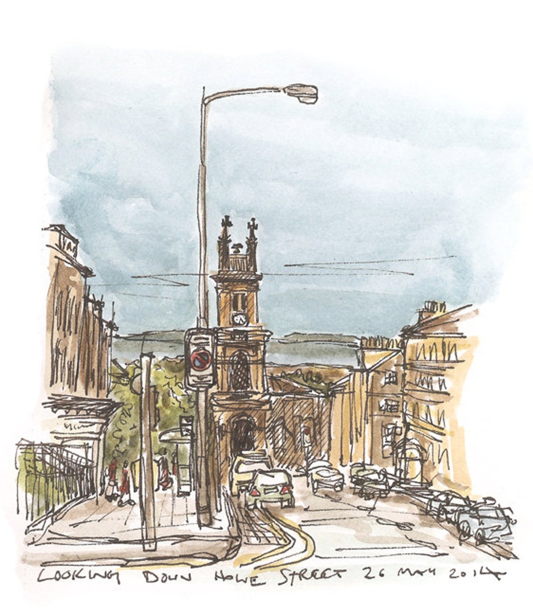 Howe Street, Edinburgh. Pen Sketch With Watercolour - Etsy UK