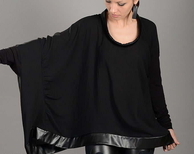 Black Gothic Top, Leather Plus Size Tunic - Etsy