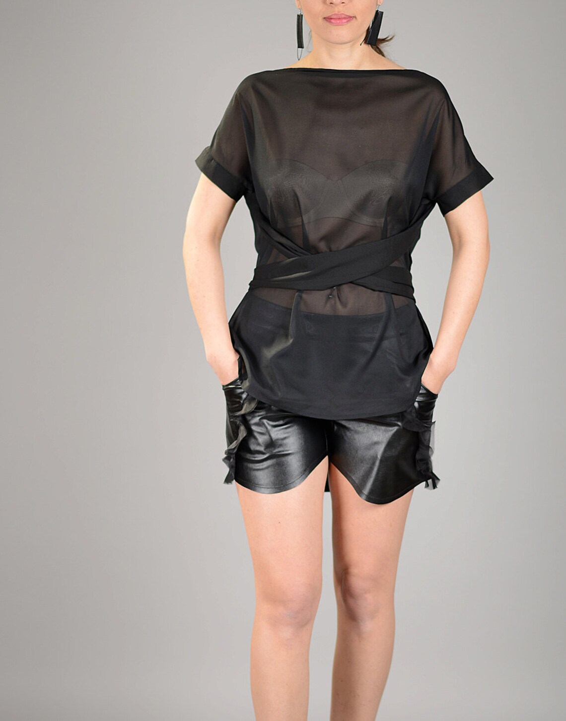 Black Sheer Top Party Top Chiffon Top - Etsy