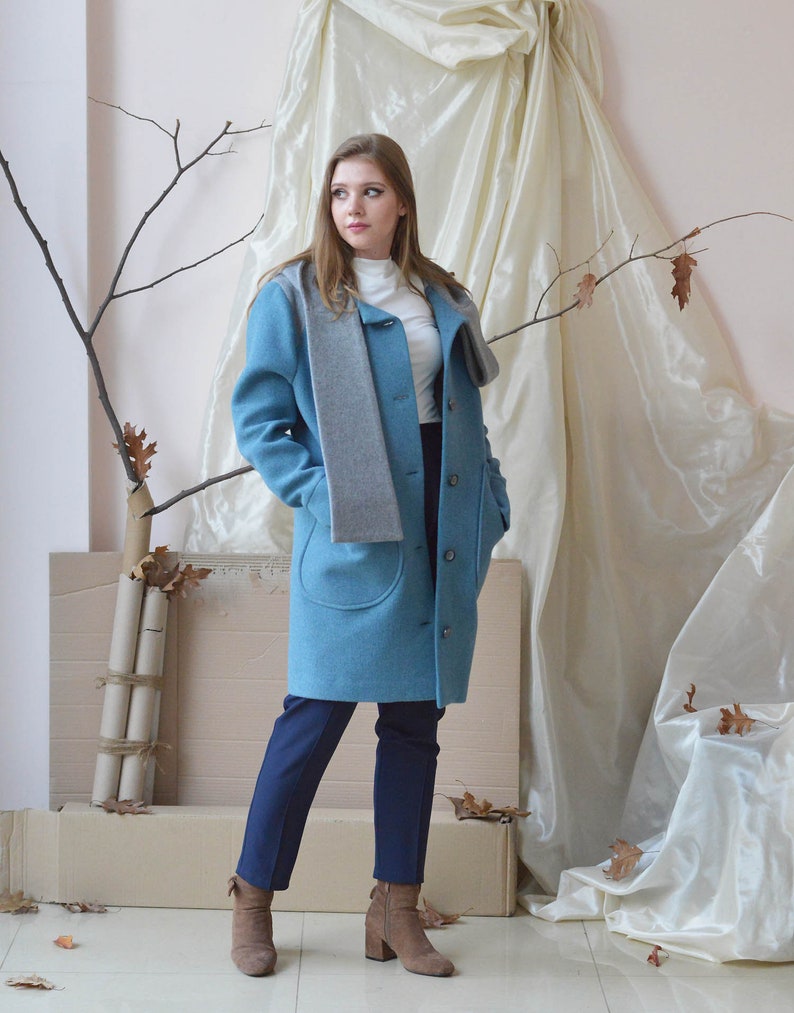 Wool Button Coat Short Hooded Coat - Etsy