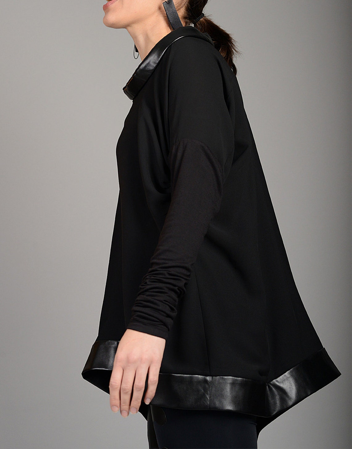 Black Gothic Top Leather Plus Size Tunic - Etsy