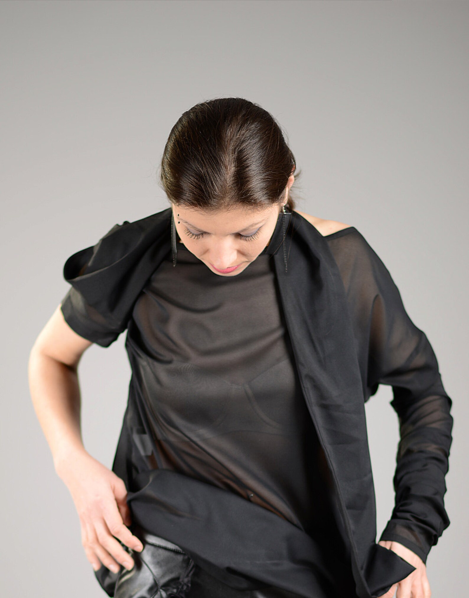 Black Sheer Top Party Top Chiffon Top - Etsy