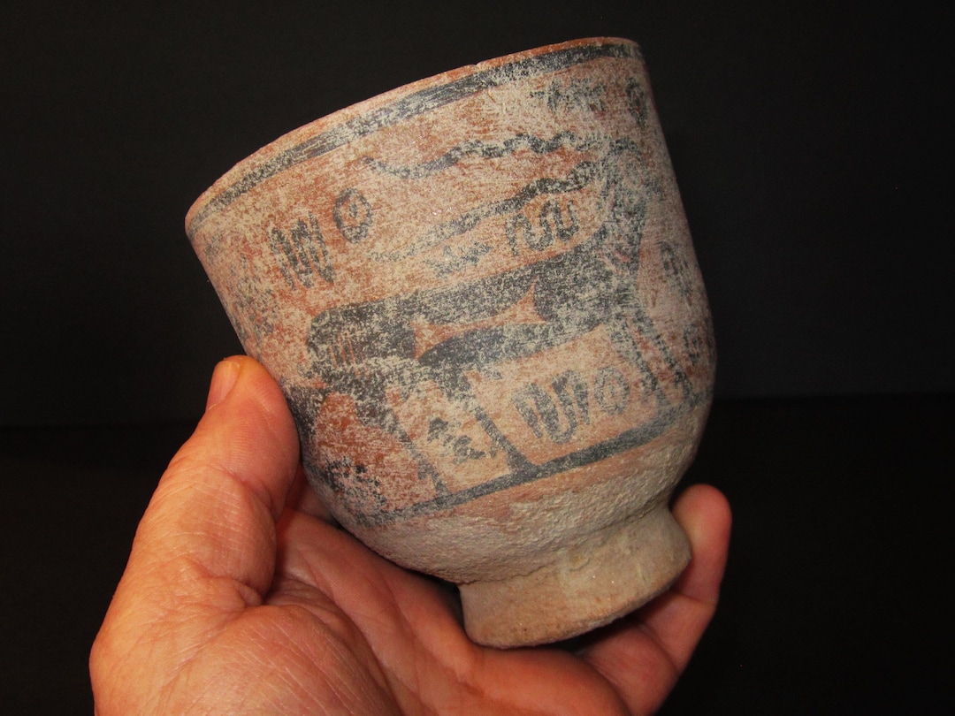 5000 Year Old Indus Valley Terracotta Cup With 2 Antelope Encircling ...