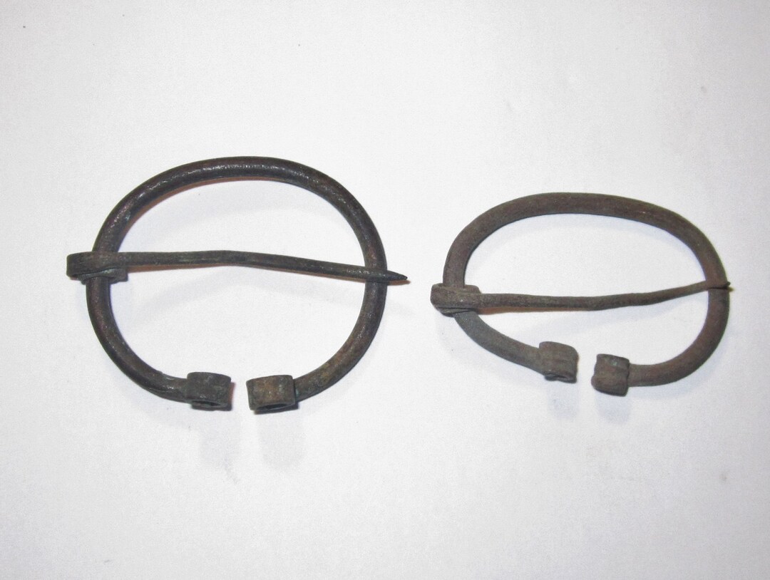 2 Viking Medieval Bronze Penannular Coiled Fibula Brooch - Excellent ...