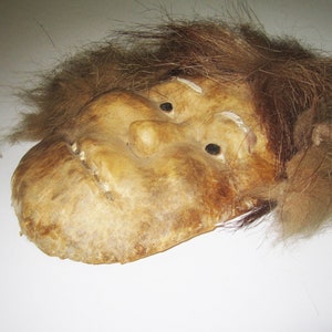Inuit Eskimo Life Size Rawhide Human Face Mask With Hair, Stunning ...