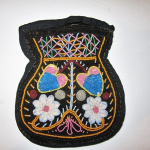 RARE Maliseet Beaded Purse Bag Ca. 1860 - Beadwork Mostly Intact ...