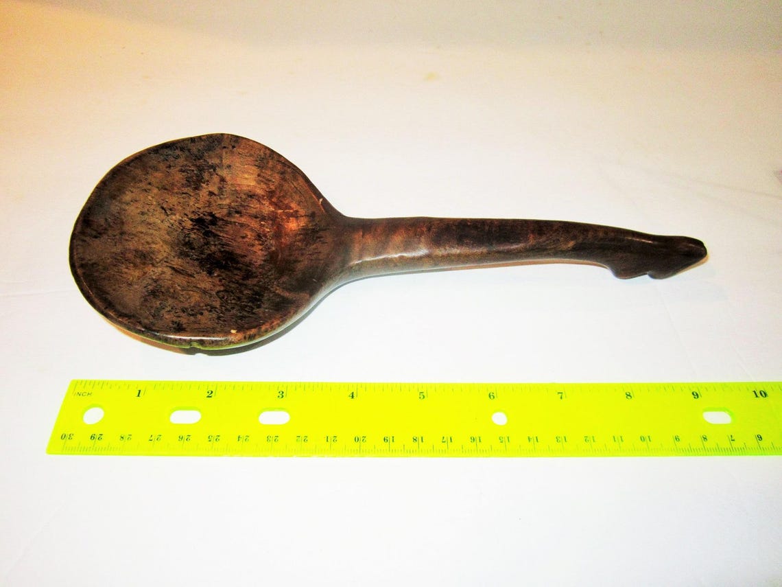Vintage Northeastern Native American Effigy Tiger Maple Ladle With ...