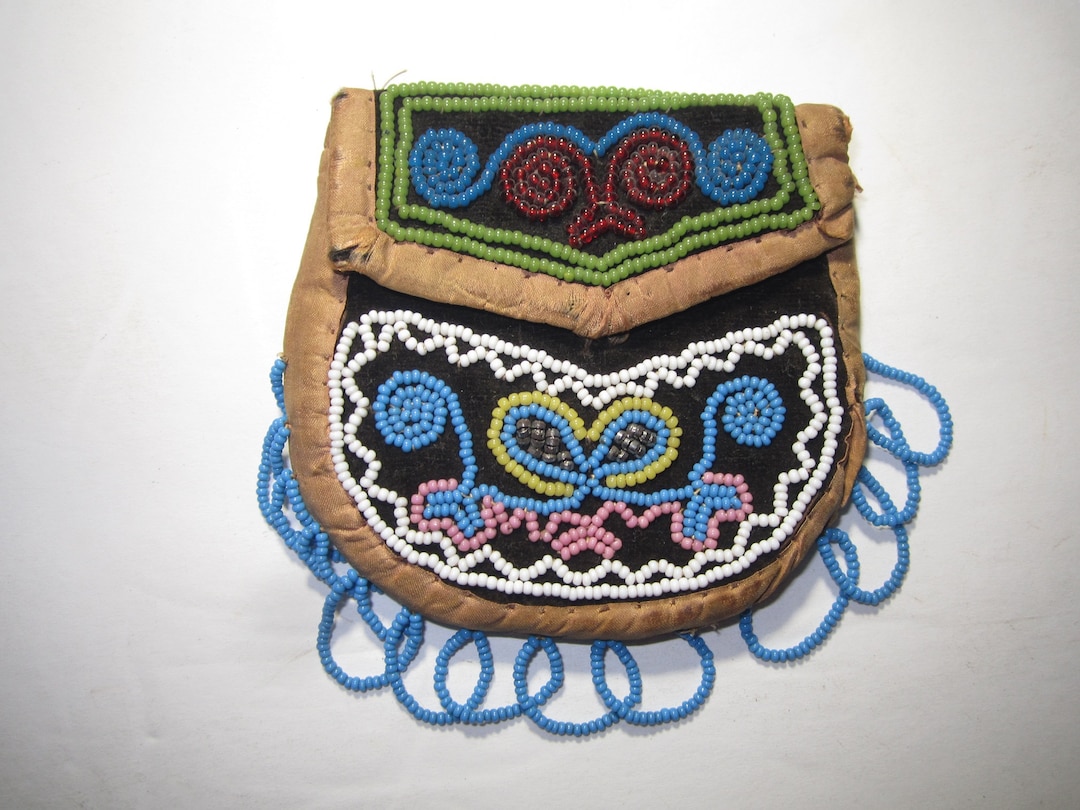 Early Iroquois Seneca Fringed Beaded Purse C. 1840 - Most Beadwork ...
