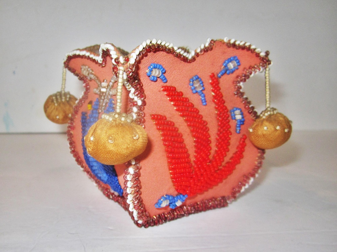 Iroquois Mohawk Beaded Whimsy Hanging Box C 1900 Floral Beadwork - Etsy
