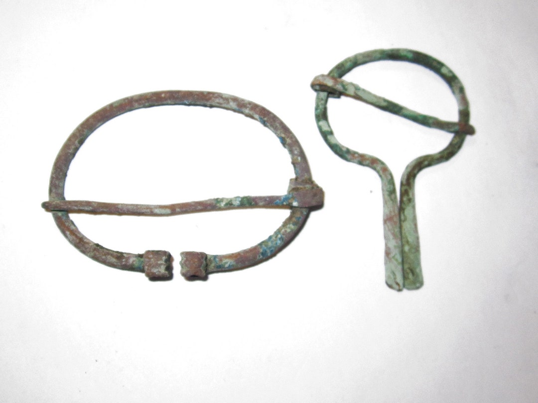 2 Viking Medieval Bronze Penannular and Omega Fibula Brooch - Excellent ...