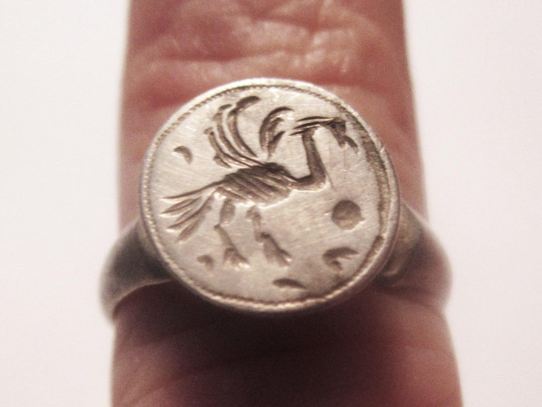 Authentic Viking Silver Engraved Bird (barnacle Goose) Ring 800-1300 AD ...