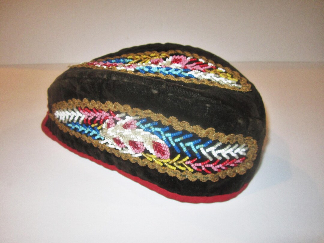 Iroquois Mohawk Beaded Glengarry Hat Middle Historic C. 1870 - Beadwork ...