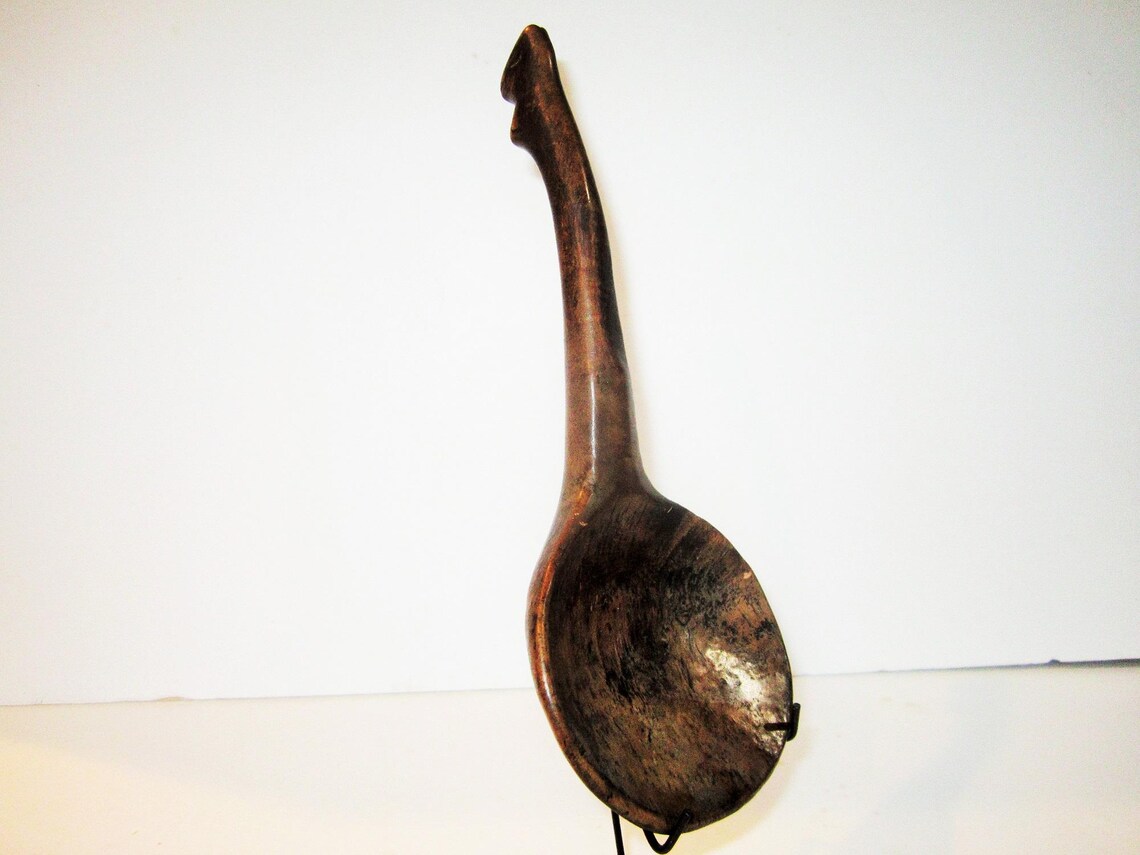 Vintage Northeastern Native American Effigy Tiger Maple Ladle With ...