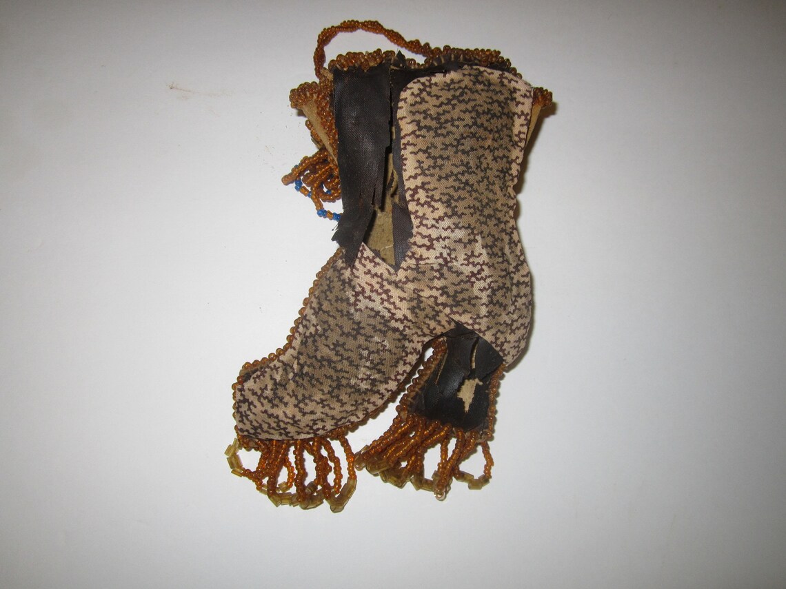 Mohawk Beaded Whimsy Boot Floral Raised Beadwork on Mustard | Etsy