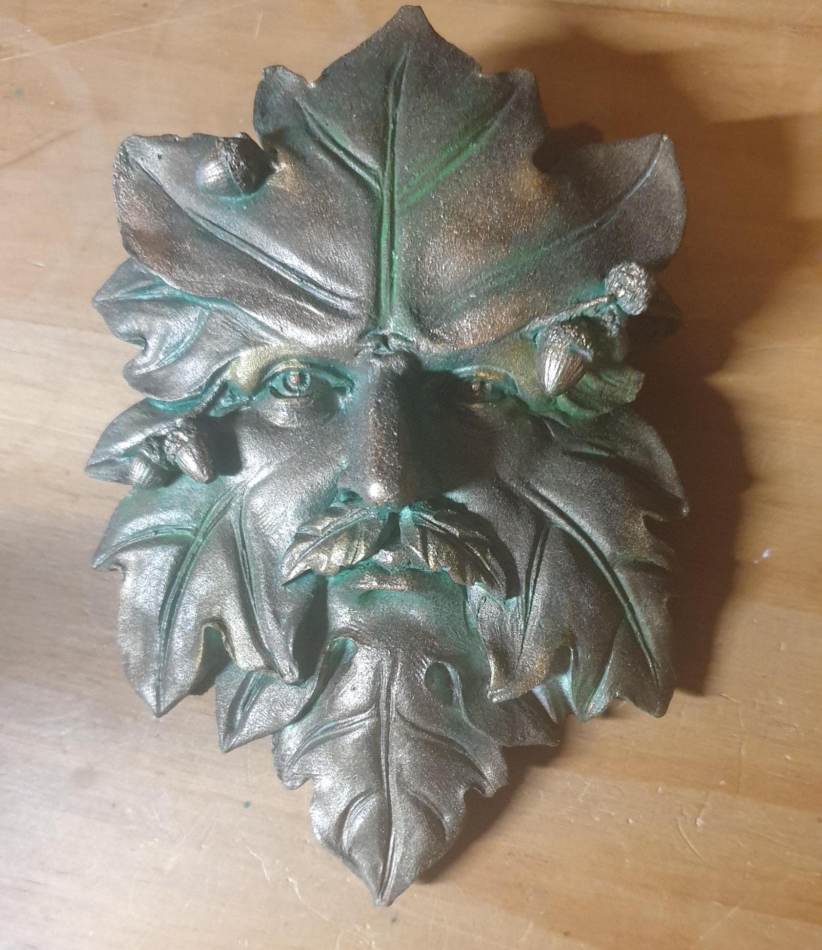 Hand-cast and Painted Green Man Oak Man Garden Wall Plaque Ornament - Etsy
