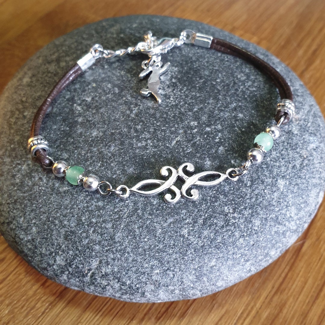 Celtic Knot and Hare Emerald Talisman Bracelet of Love ~ Pagan Wicca ...