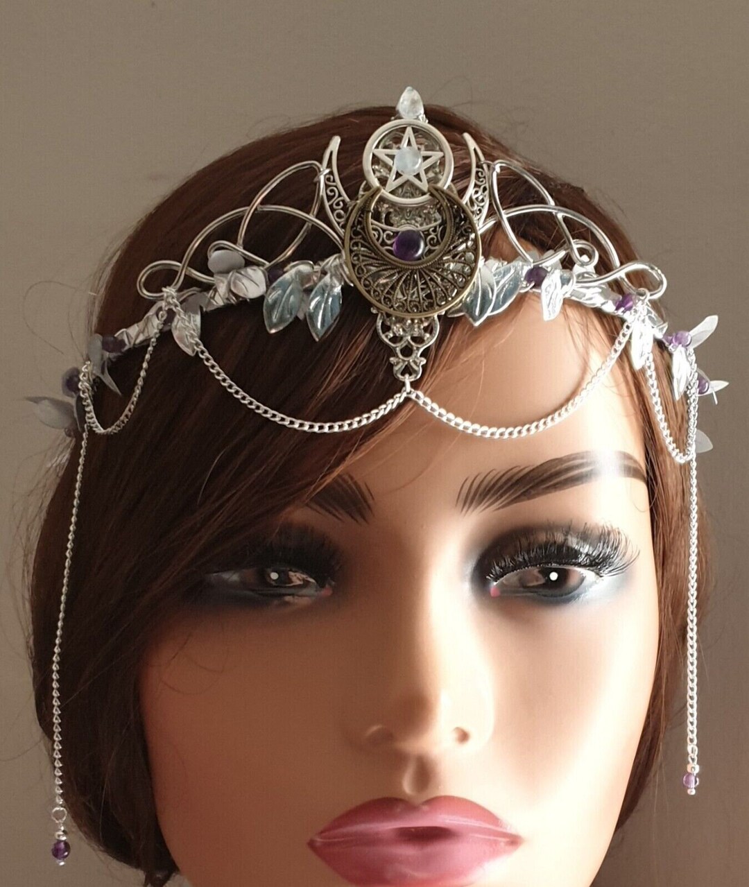 Arianrhod Celtic Moon Goddess Amethyst and Moonstone Headdress Tiara ...