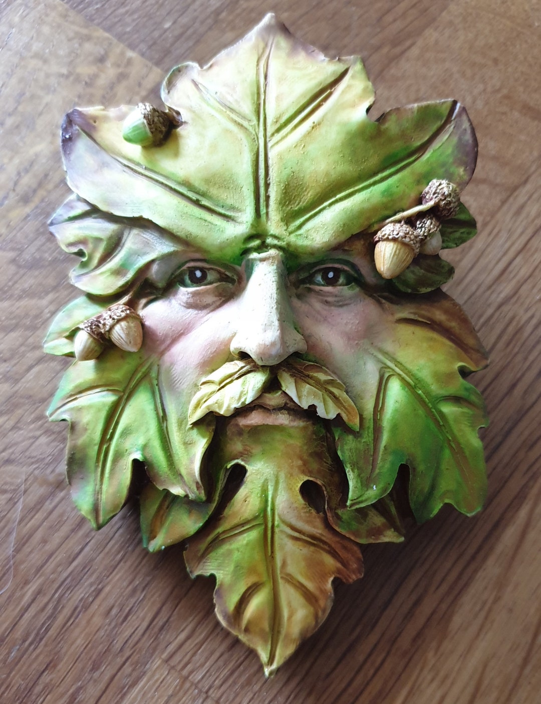 Hand-cast and Painted Green Man Oak Man Garden Wall Plaque Ornament - Etsy