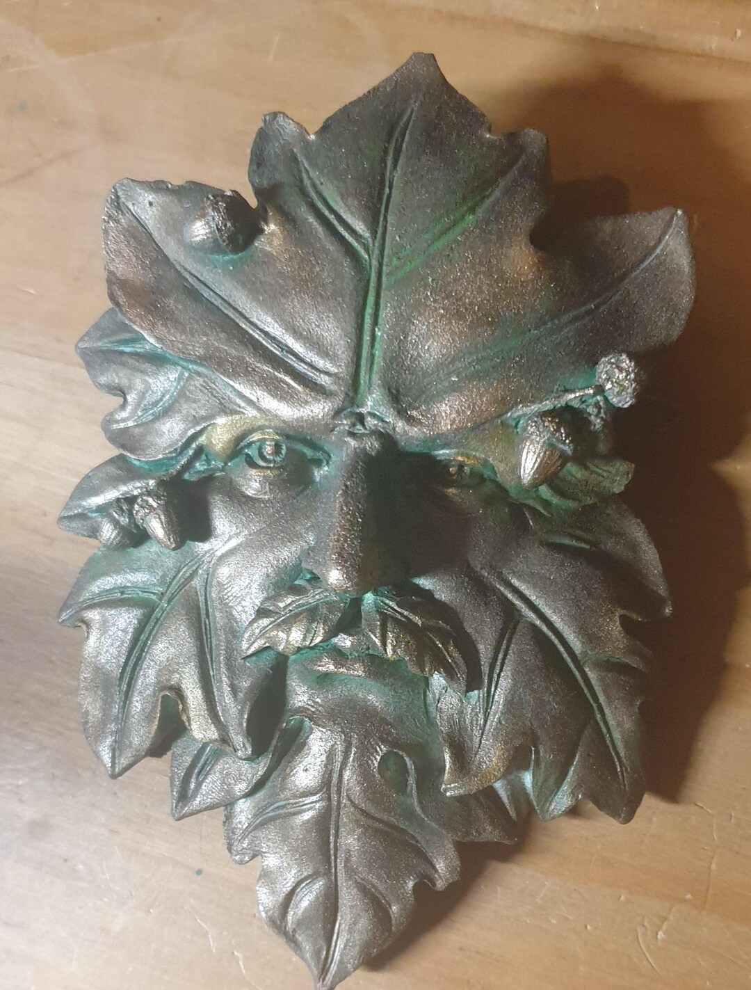 Hand-cast and Painted Green Man Oak Man Garden Wall Plaque Ornament - Etsy
