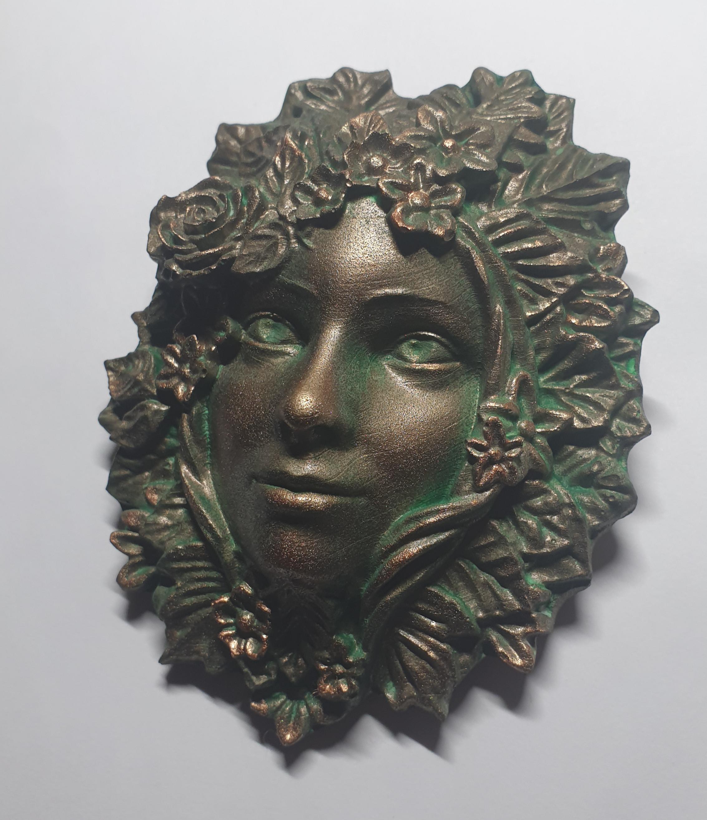 Hand-cast and Painted Green Woman 'apple Blossom'. Garden Wall Plaque ...