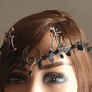 Hecate Goddess Tiara With Onyx With Black Austrian Crystal Pagan Wicca ...