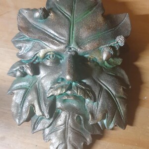 Hand-cast and Painted Green Man Oak Man Garden Wall Plaque Ornament - Etsy