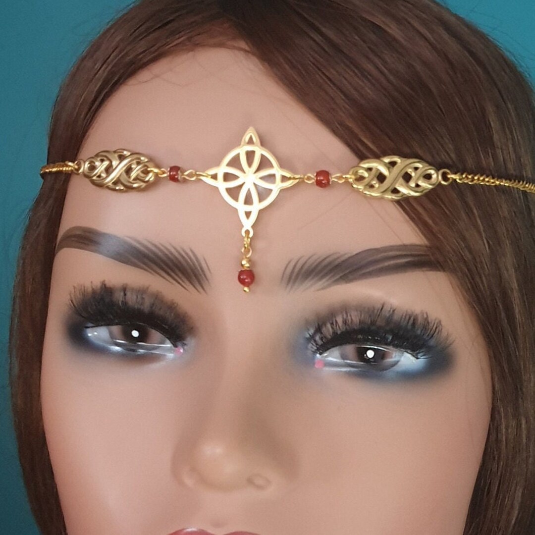 Golden Celtic Witches Knot Head-chain - Handfasting and Wedding ...
