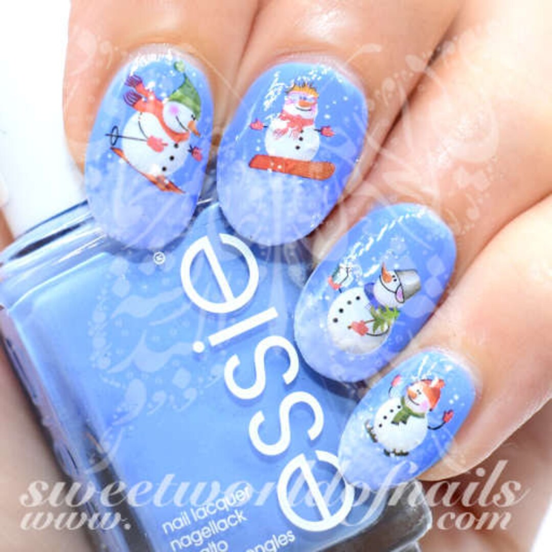 Christmas Nails Snowman Nail Water Decals - Etsy