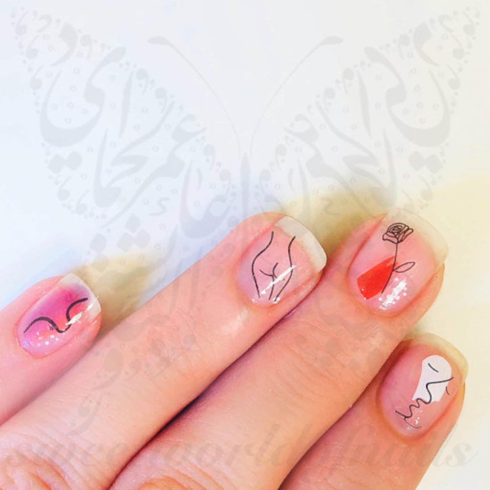Abstract Nail Art Minimalist Nail Stickers - Etsy