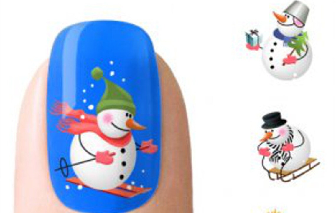 Christmas Snowman Nail Art Water Decals Nail Transfers Wraps - Etsy