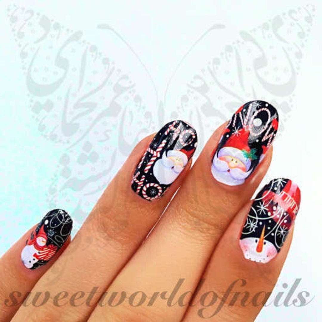 Christmas Nail Art Santa Ho Ho Ho Full Nail Wraps - Etsy