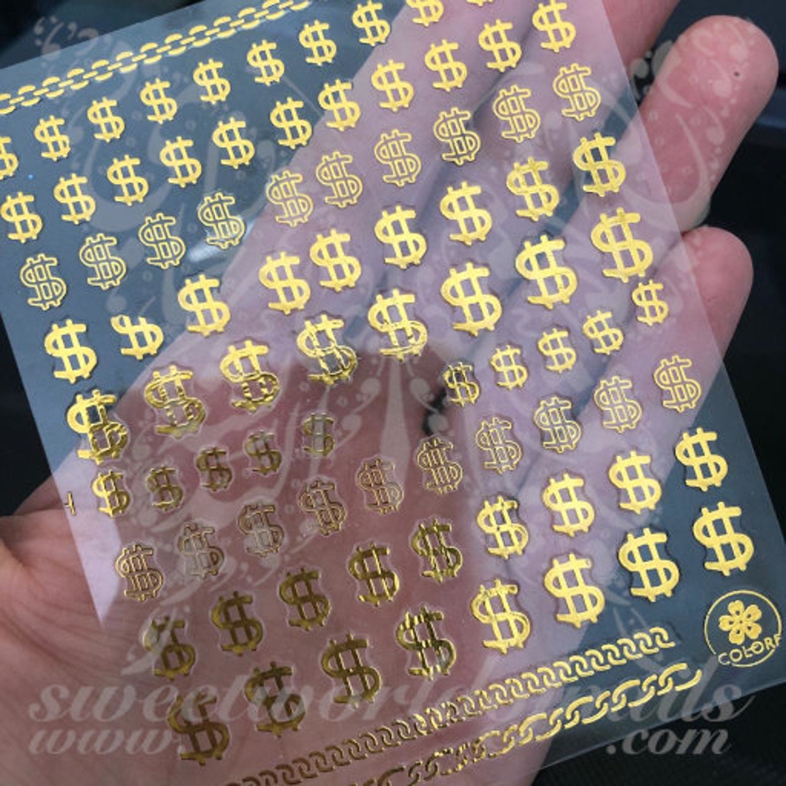 Money Dollar Sign Gold Nail Stickers - Etsy