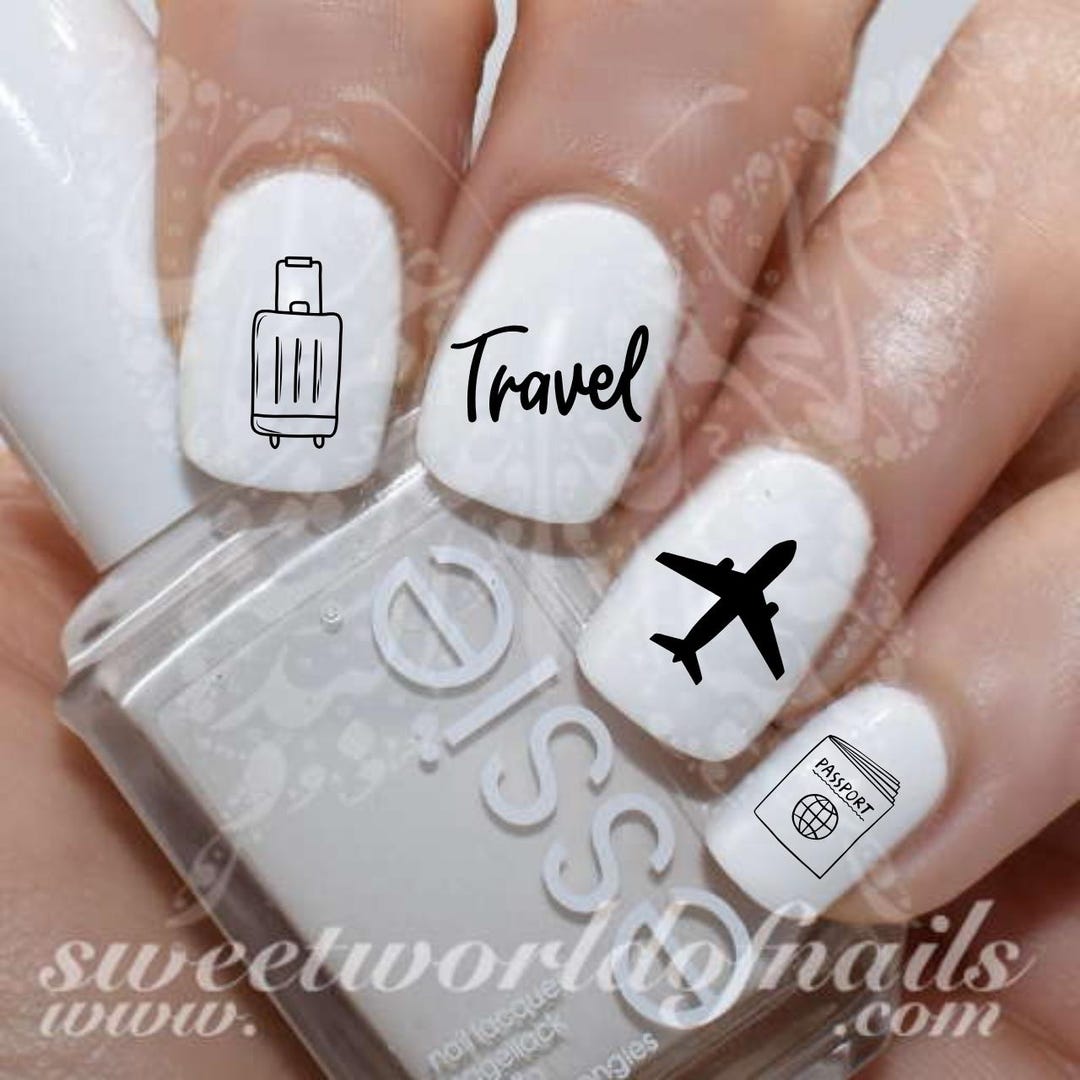 Travel Nail Art Airplane Nail Water Decals - Etsy