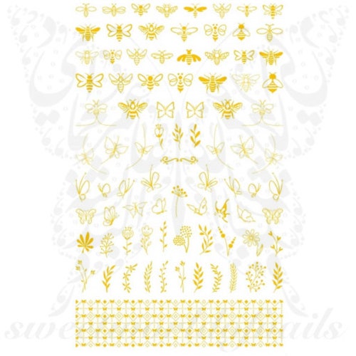 Gold Flower Nail Art Stickers - Etsy