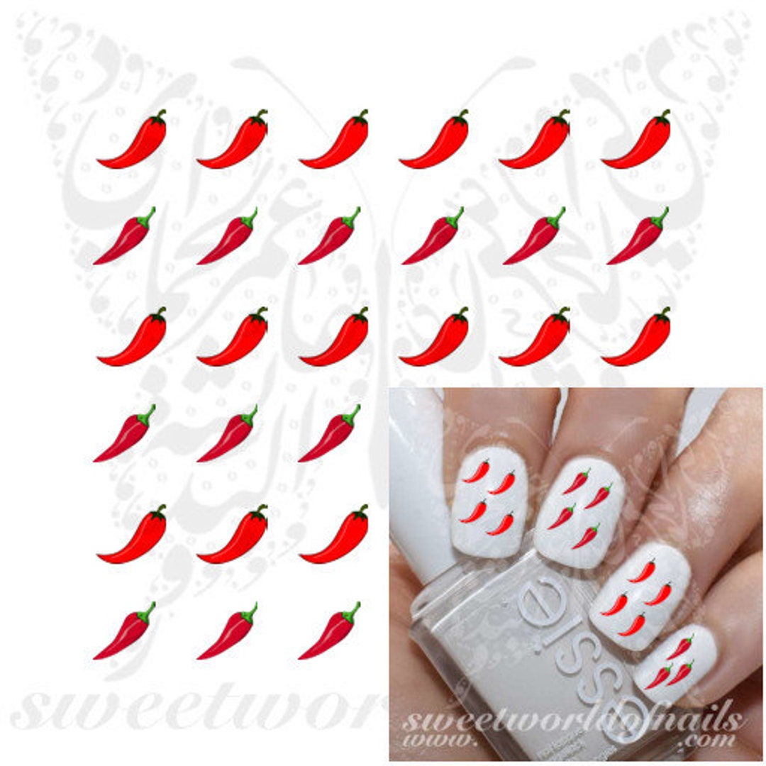 Mini Red Chili Peppers Nail Art Water Decals - Etsy
