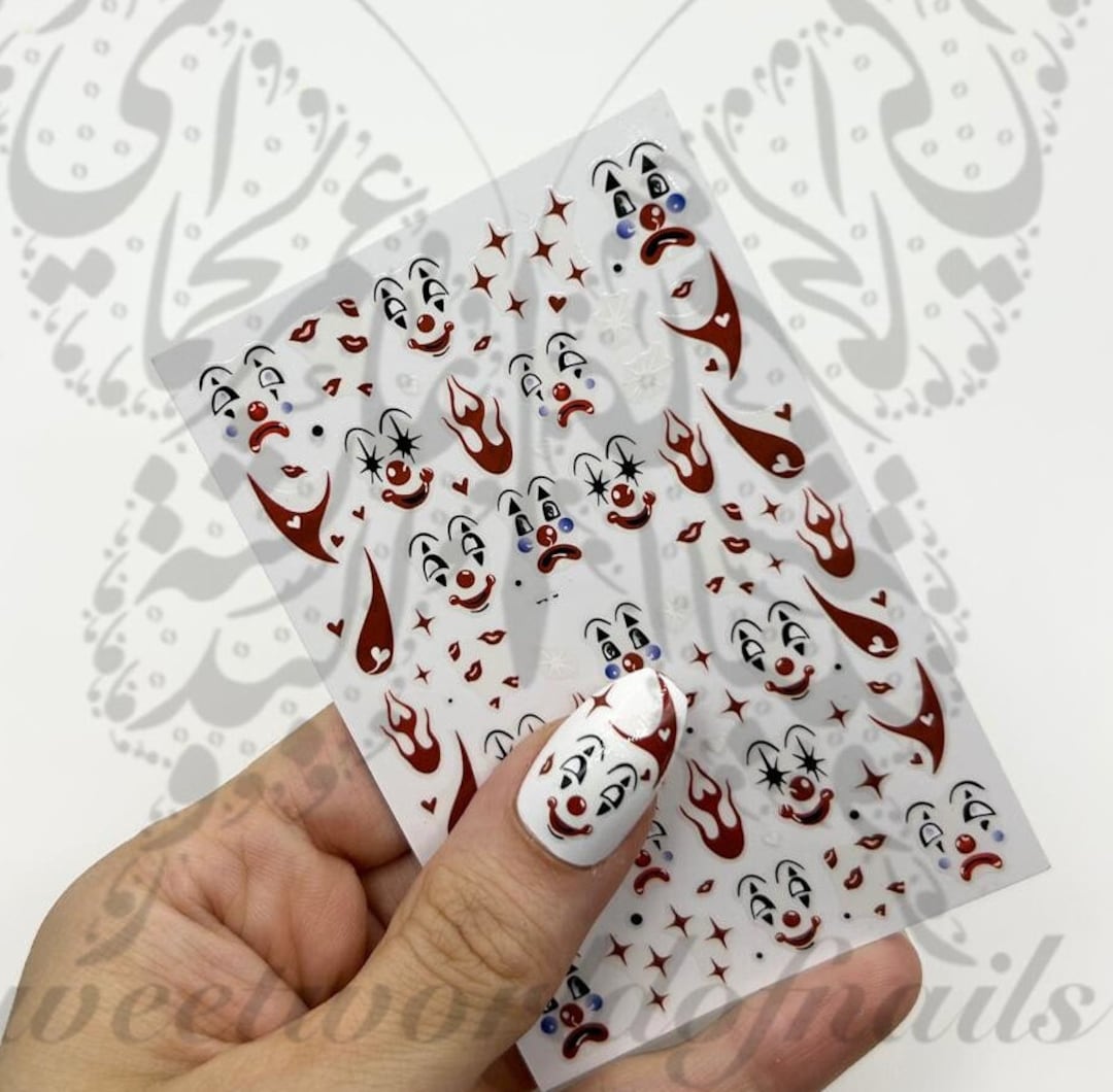 Halloween Nails Sad Clown Nail Art Stickers - Etsy