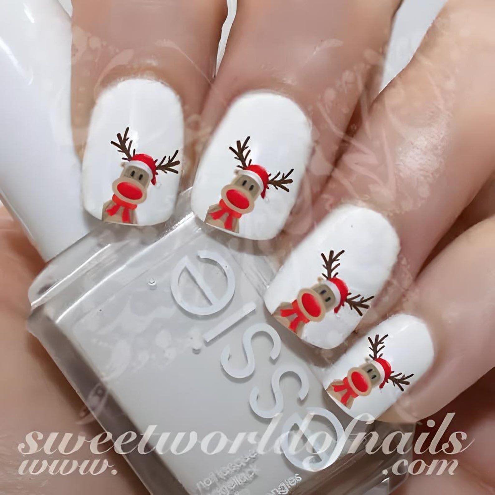 Christmas Nail Art Rudolph the Reindeer Water Decals - Etsy