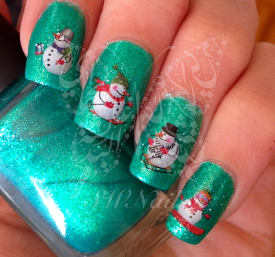 Christmas Snowman Nail Art Water Decals - Etsy