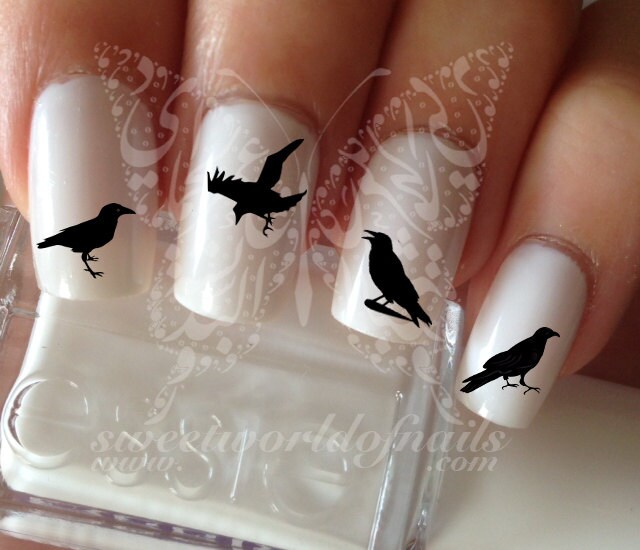 Black Crow/Raven Nail Art Nail Water Decals Transfers Wraps | Etsy