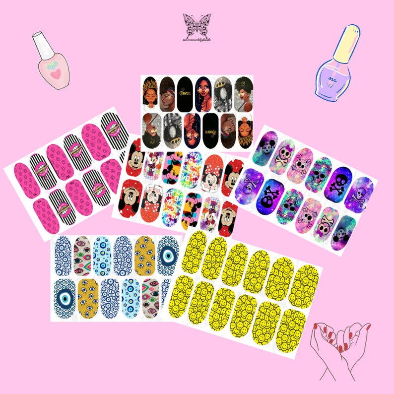 Nail Decal Templates | Full Nail Wraps, A4 PNG (digital Download) - Etsy