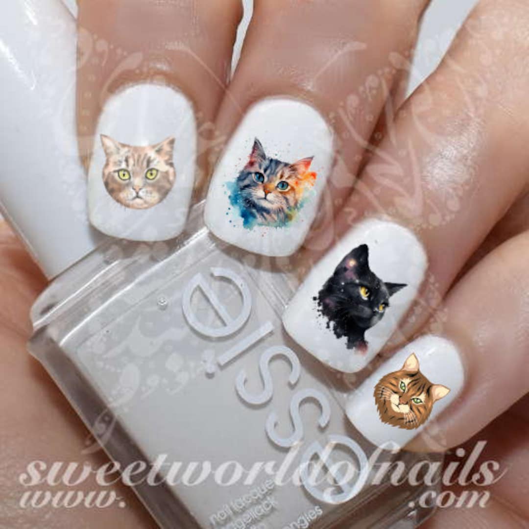 Cat Face Nail Art Nail Water Decals - Etsy