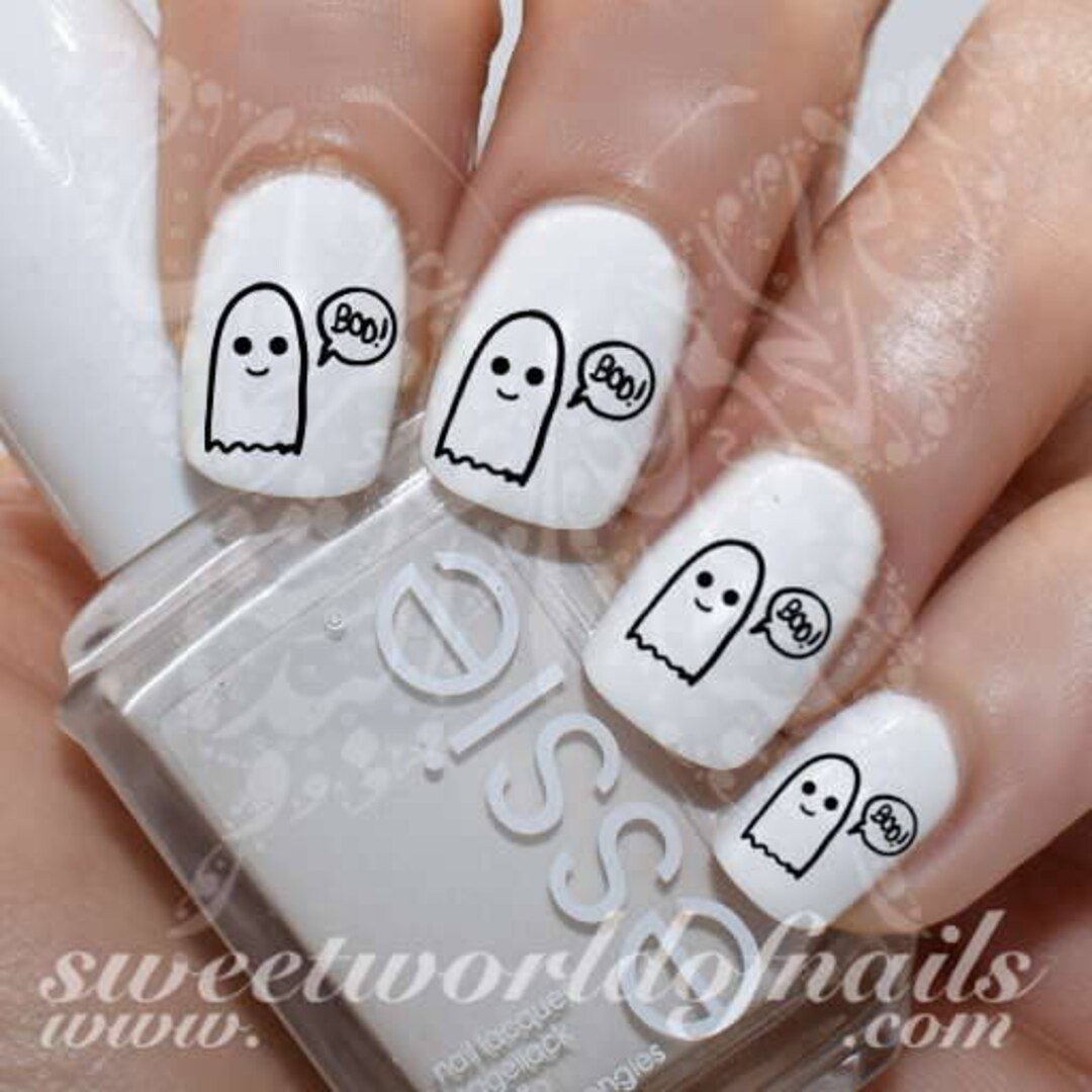 Halloween Nails Cute Ghost Boo Nail Water Slides - Etsy