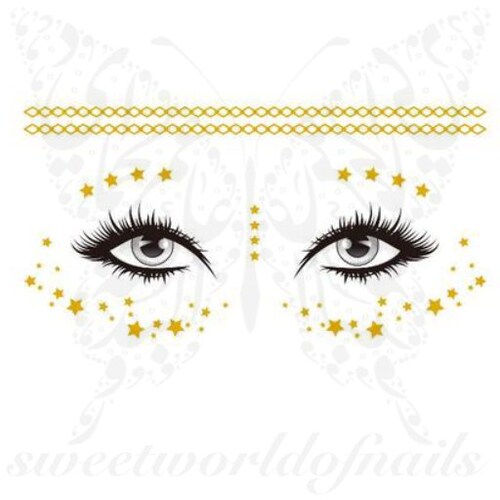 Gold and White Temporary Face Tattoos / Gold Temporary Tattoo - Etsy