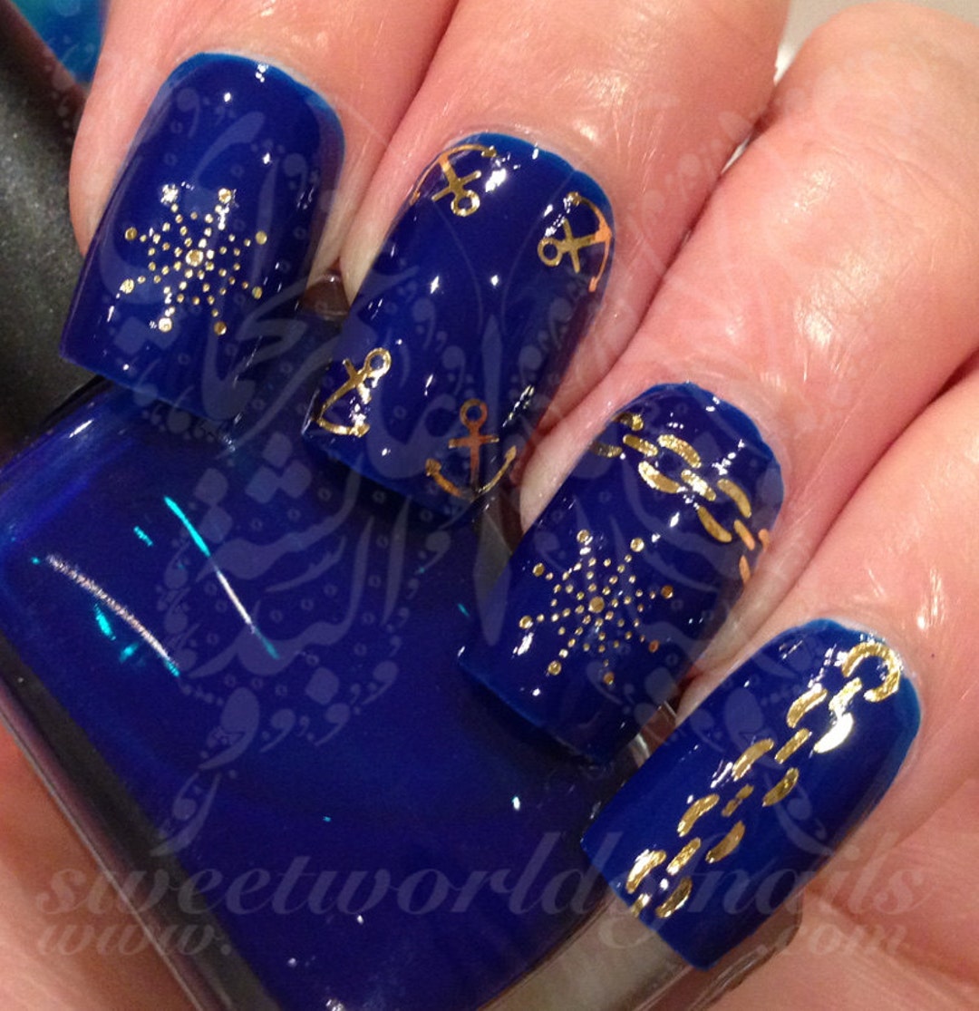 Gold Nail Art Gold Anchor Compass Water Decals - Etsy
